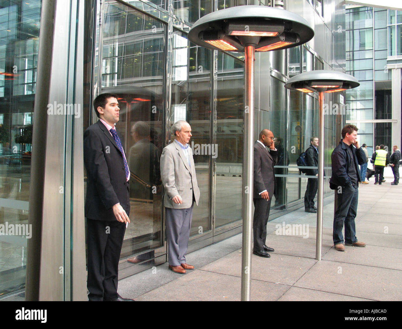 The smoking area outside Canary Wharf building London UK Stock Photo ...