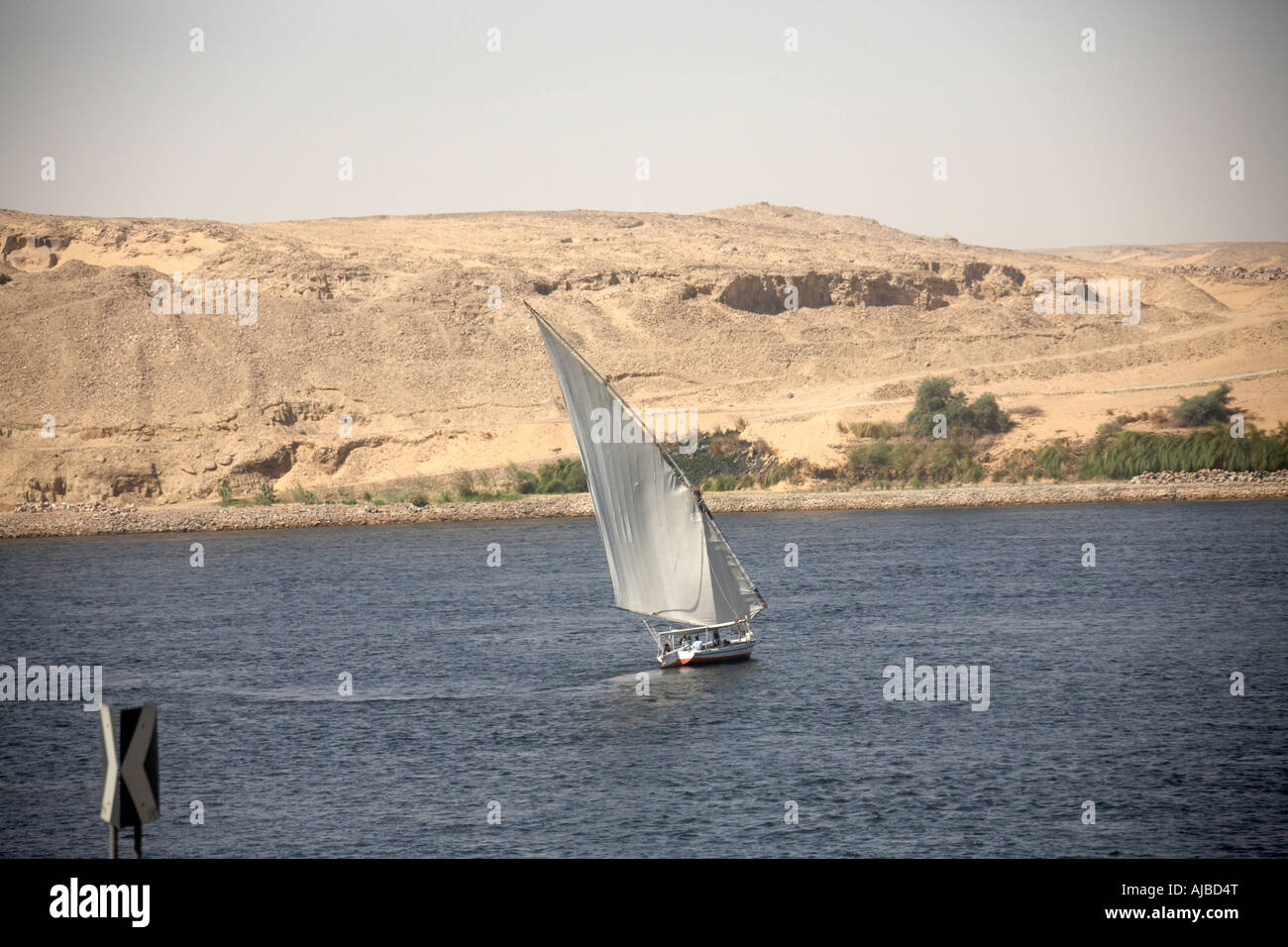 Felucca sailing boat on River Nile near Aswan in Upper southern Egypt ...