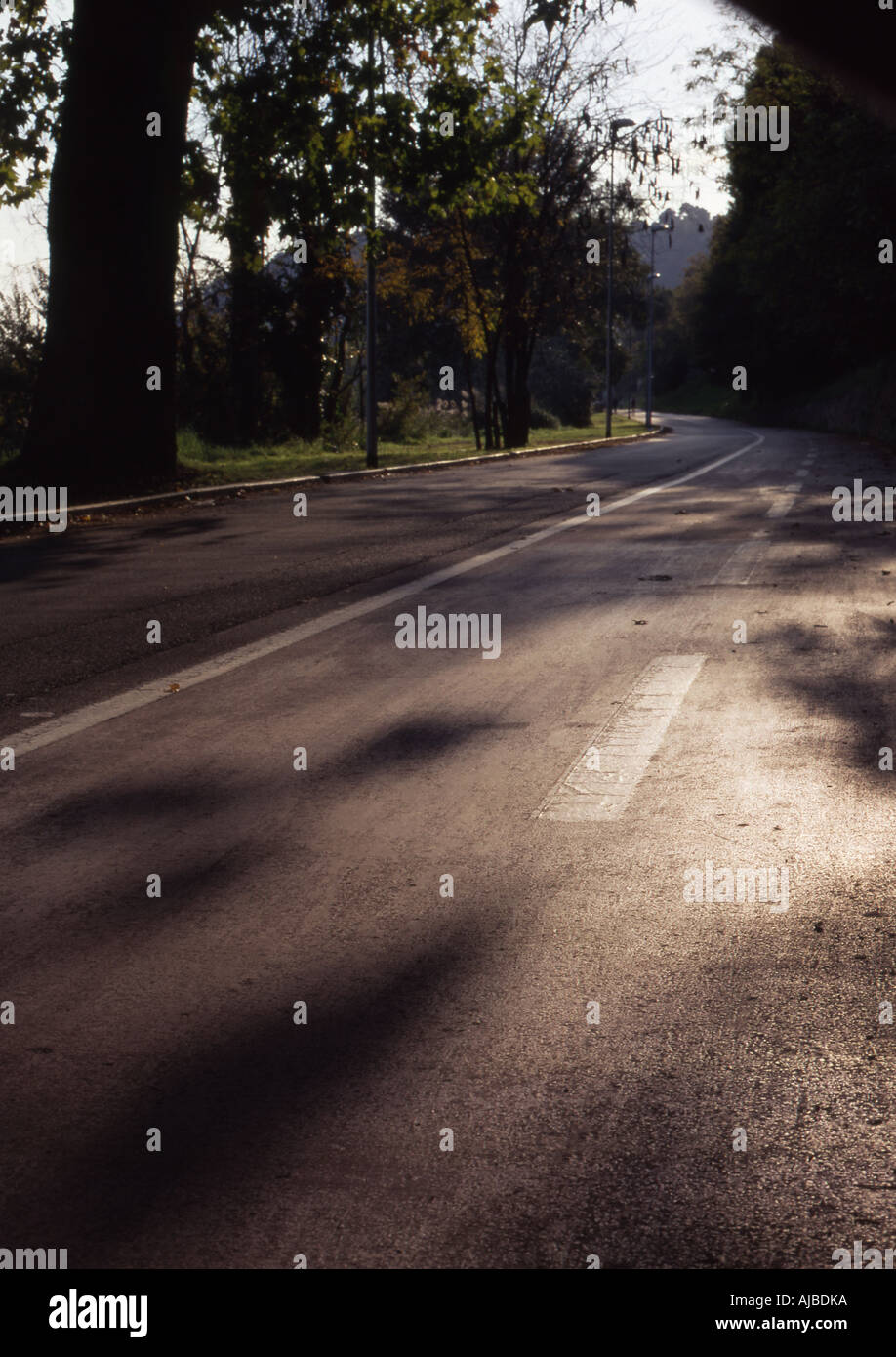 empty cycle path on rural street road in country Stock Photo - Alamy