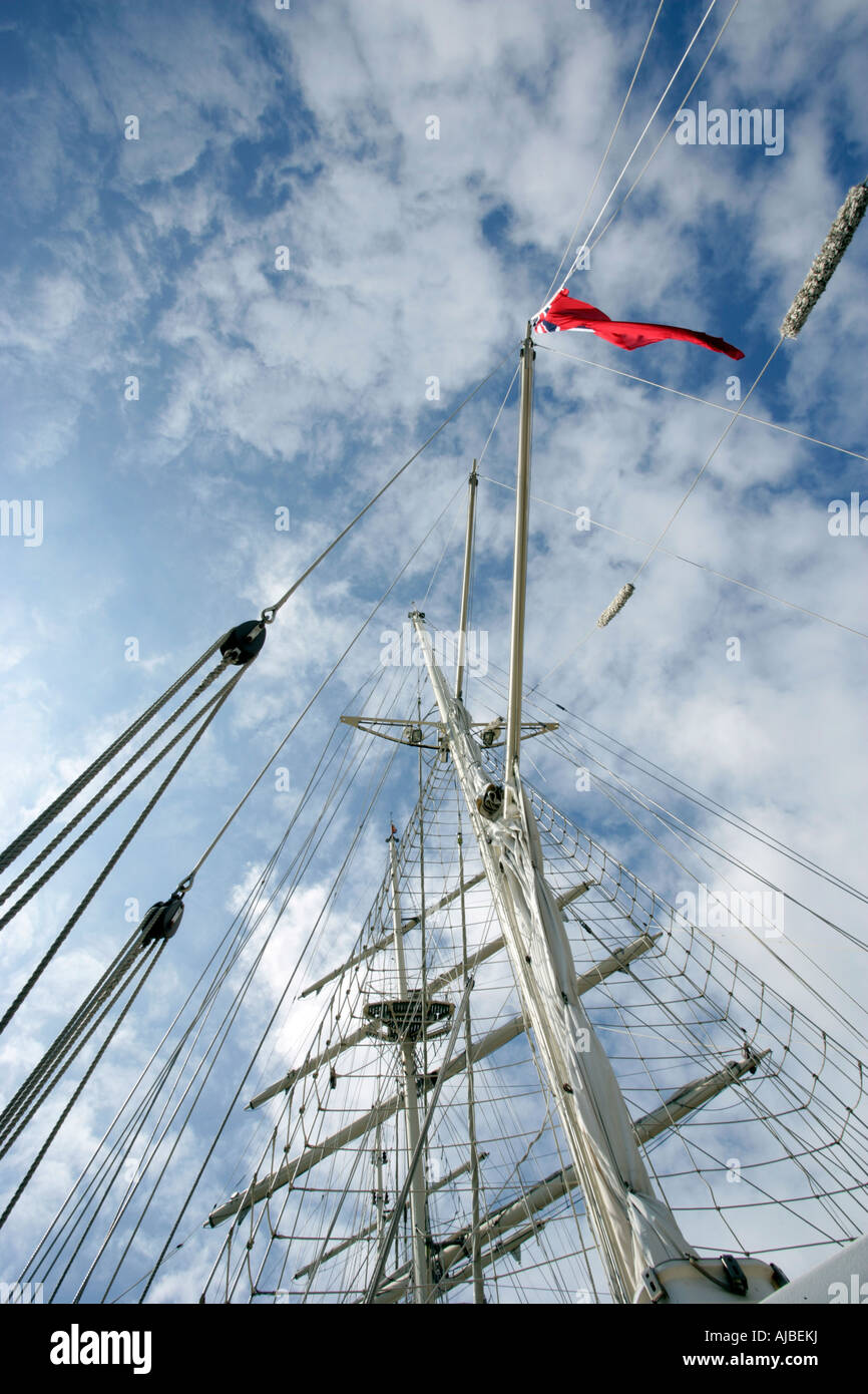 Rigging and masts from a tall ship visiting Cardiff Bay Stock Photo - Alamy