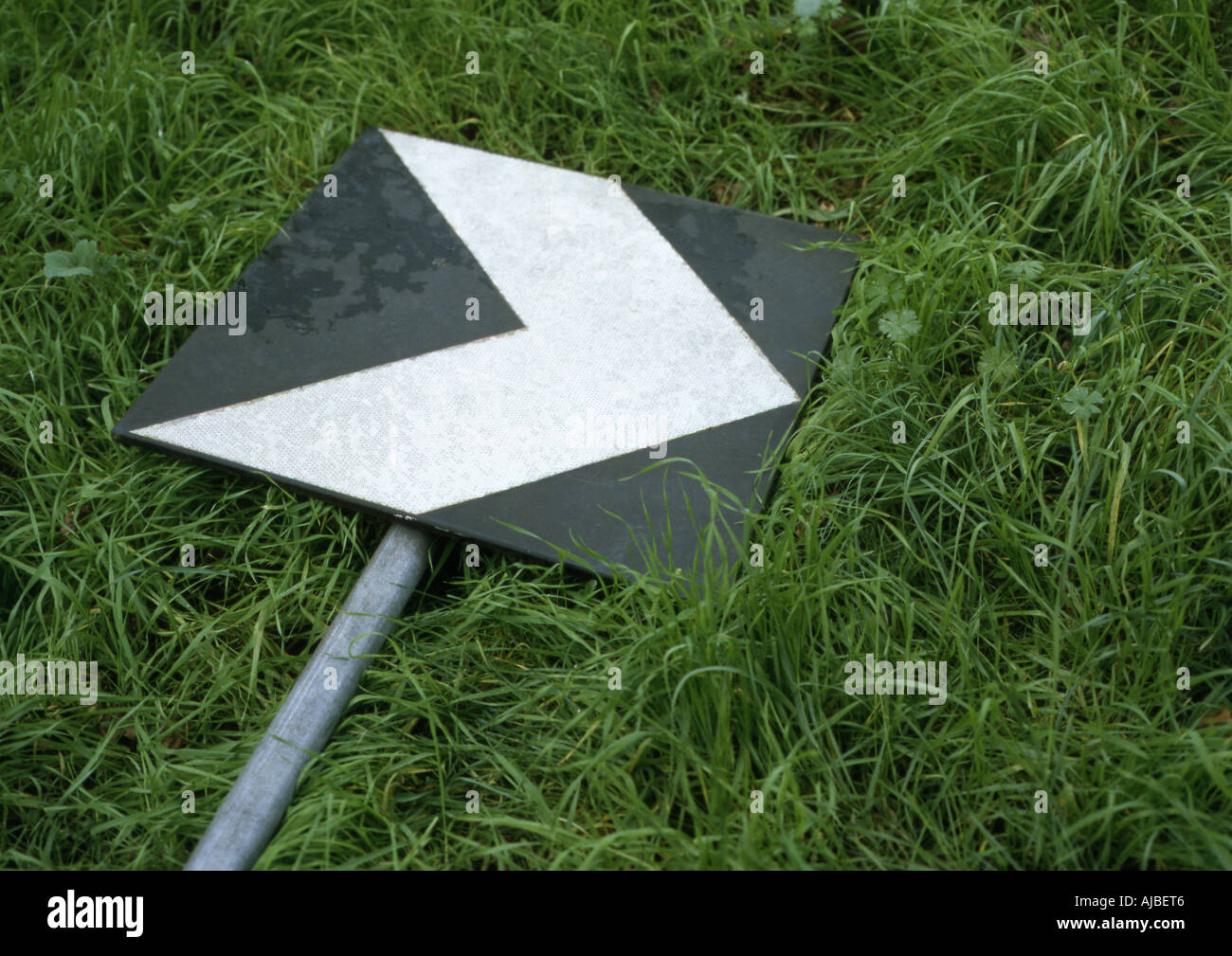 knocked down chevrons traffic sign Stock Photo - Alamy