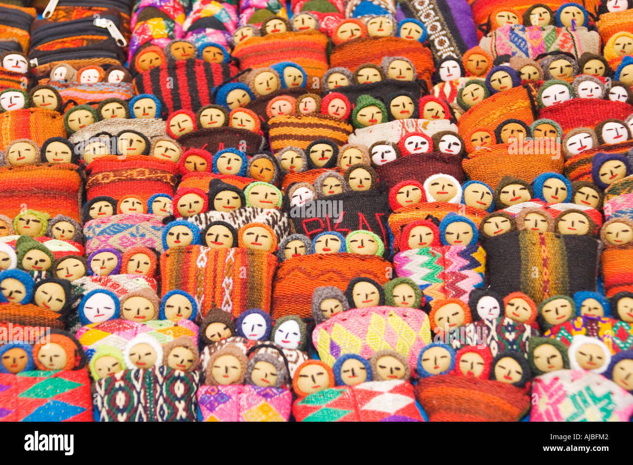 Traditional Peruvian dolls on sale in Pisac market stall Peru Stock ...