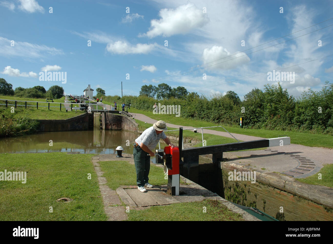 Man opening canal lock gate hi-res stock photography and images - Alamy