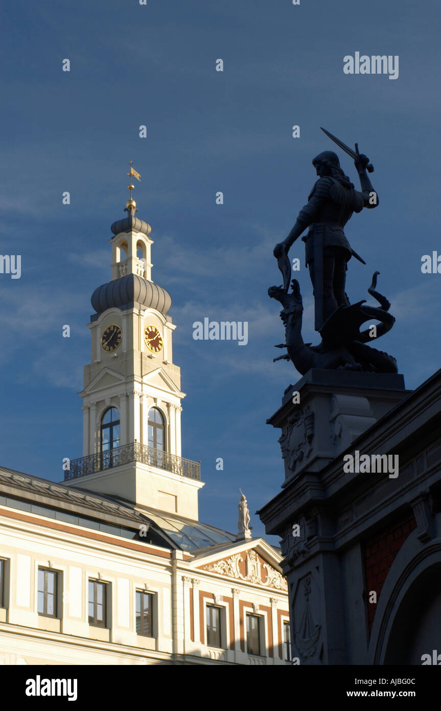 The tower of Riga city hall Stock Photo - Alamy