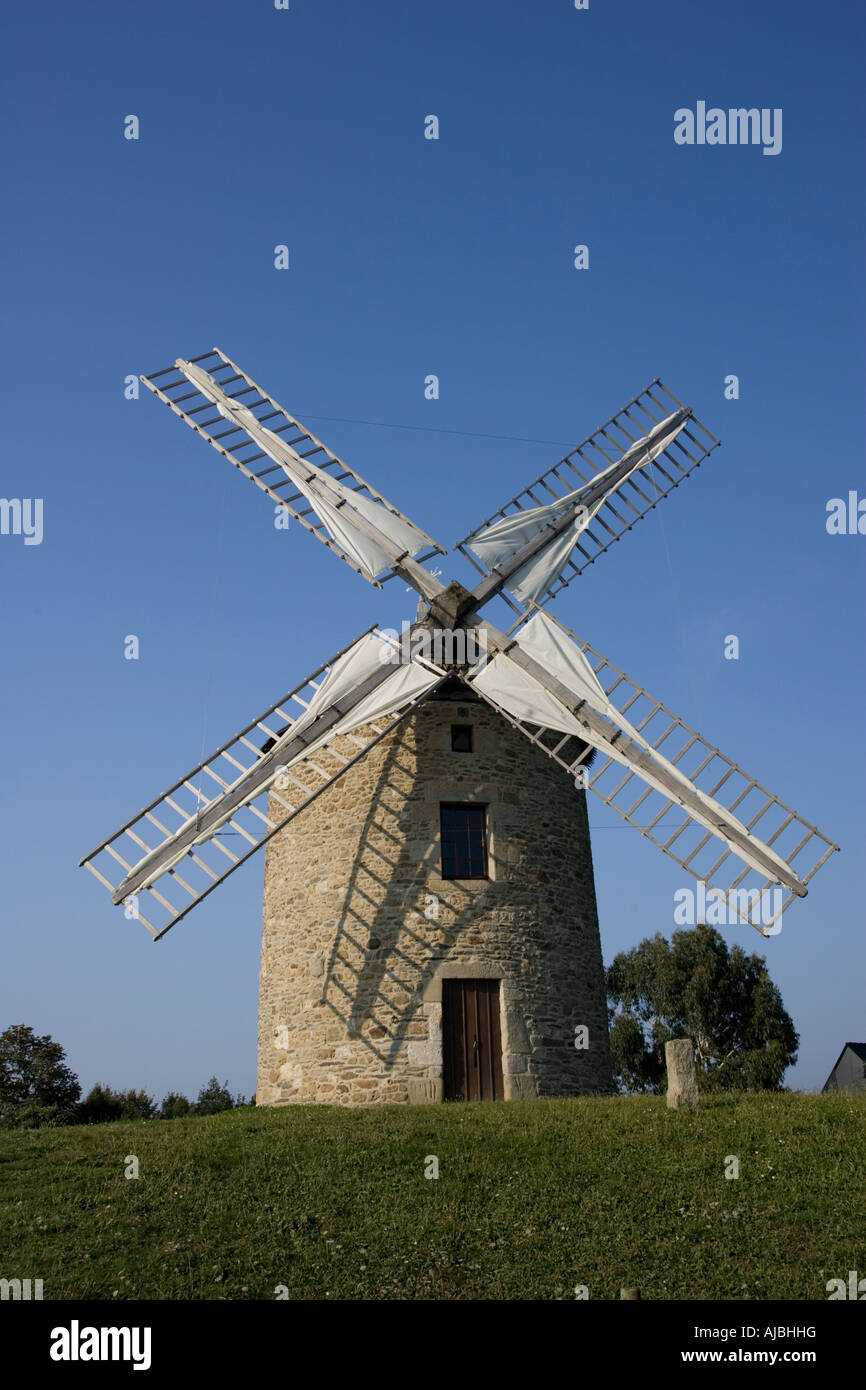 Restored French windmill with sails near Dinard Brittany France Stock ...