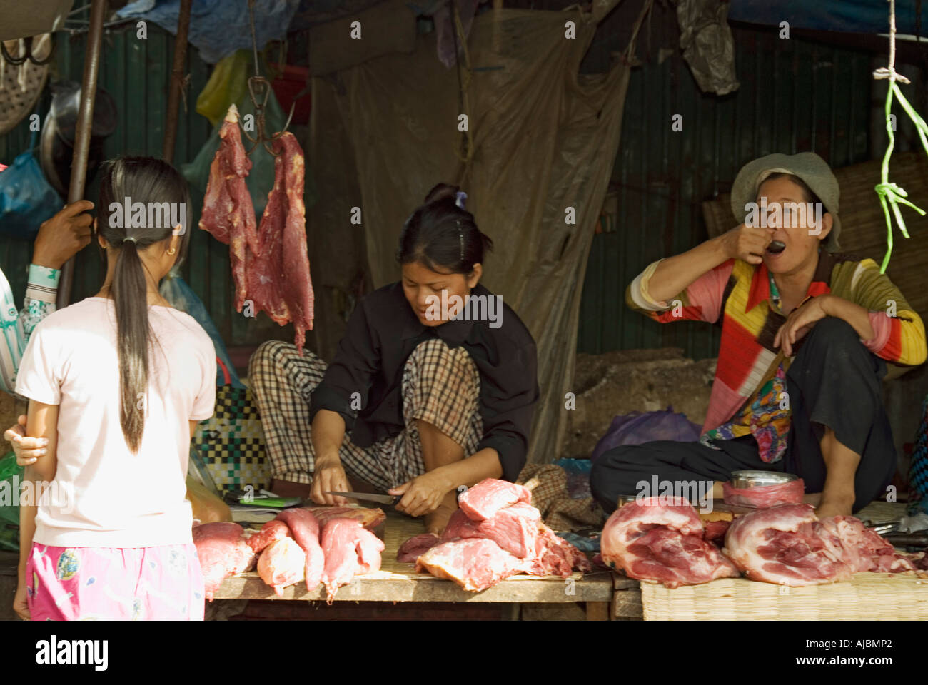 Cambodia girl meat market hi-res stock photography and images - Alamy