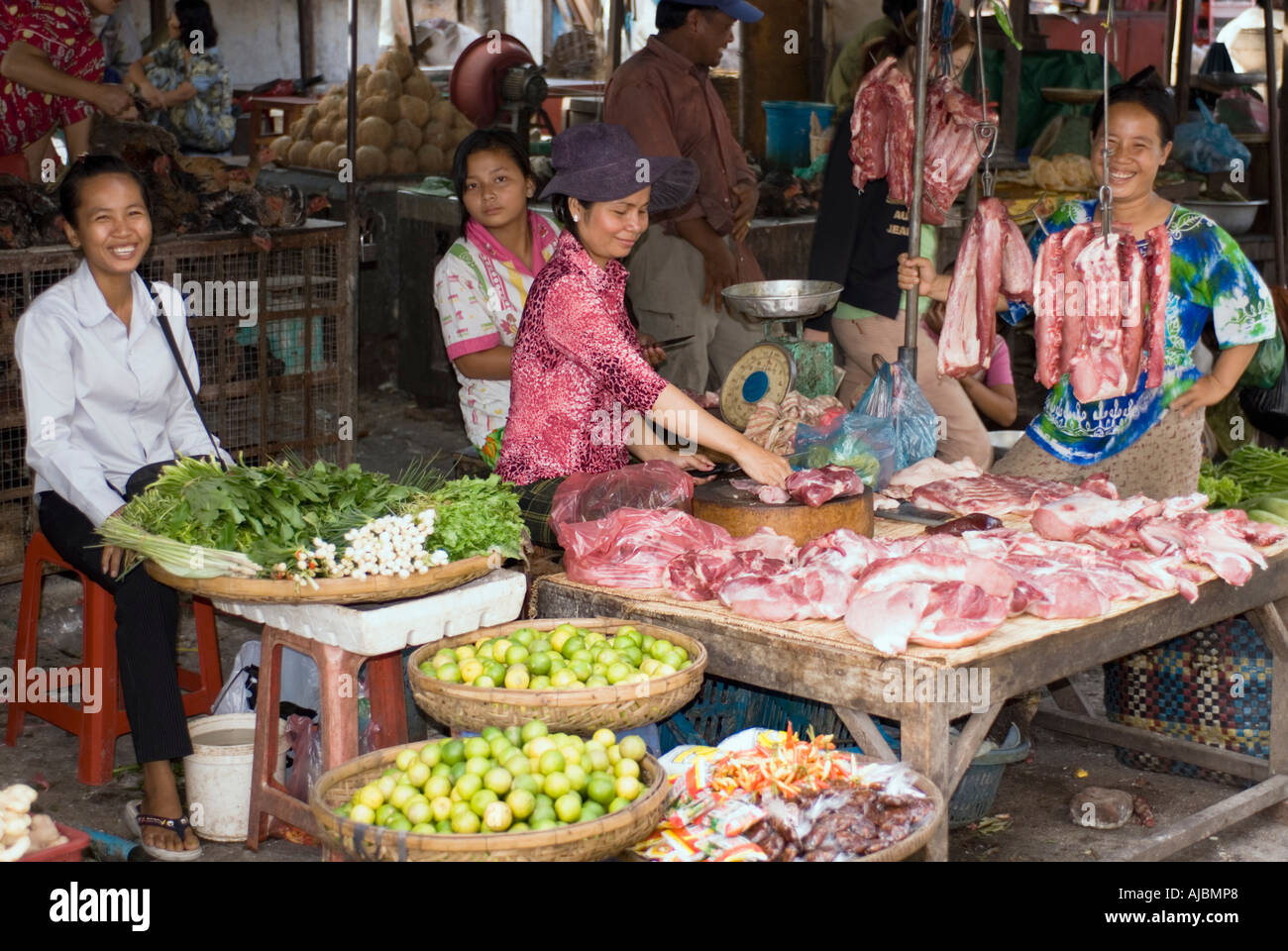 Cambodia girl meat market hi-res stock photography and images - Alamy