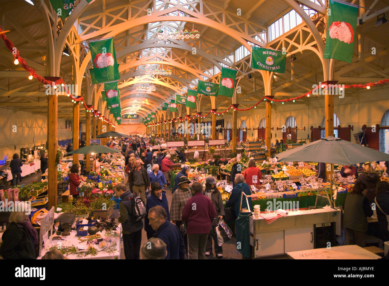 Indoor Pannier Market with ornate arched roof lit up with Christmas ...
