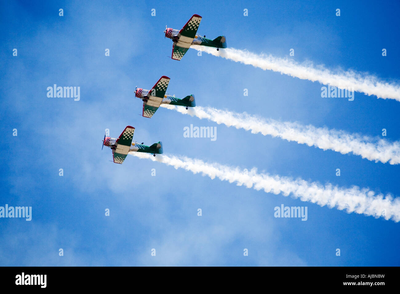 A View from Below of Three Aircraft Flying in Formation Stock Photo - Alamy
