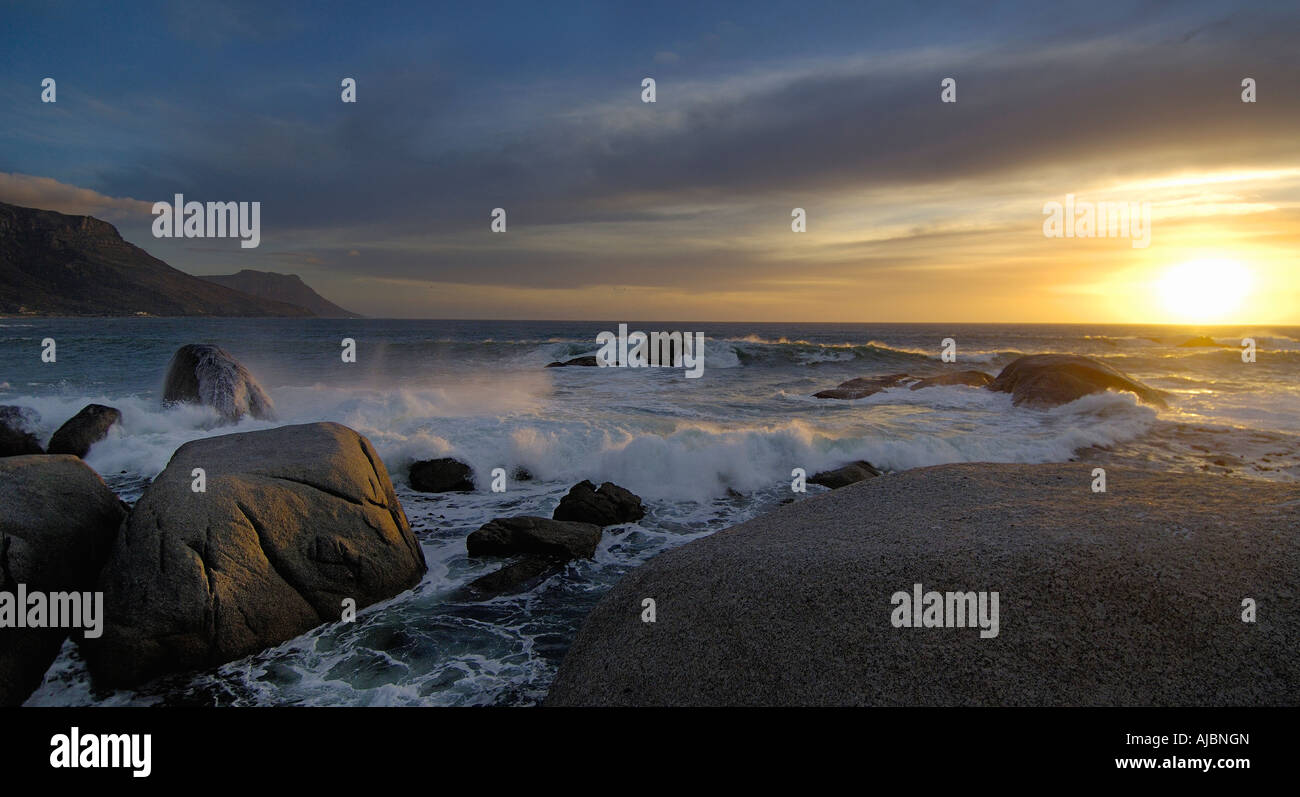 Heavy Sea Sunset at Maiden's Cove Stock Photo - Alamy