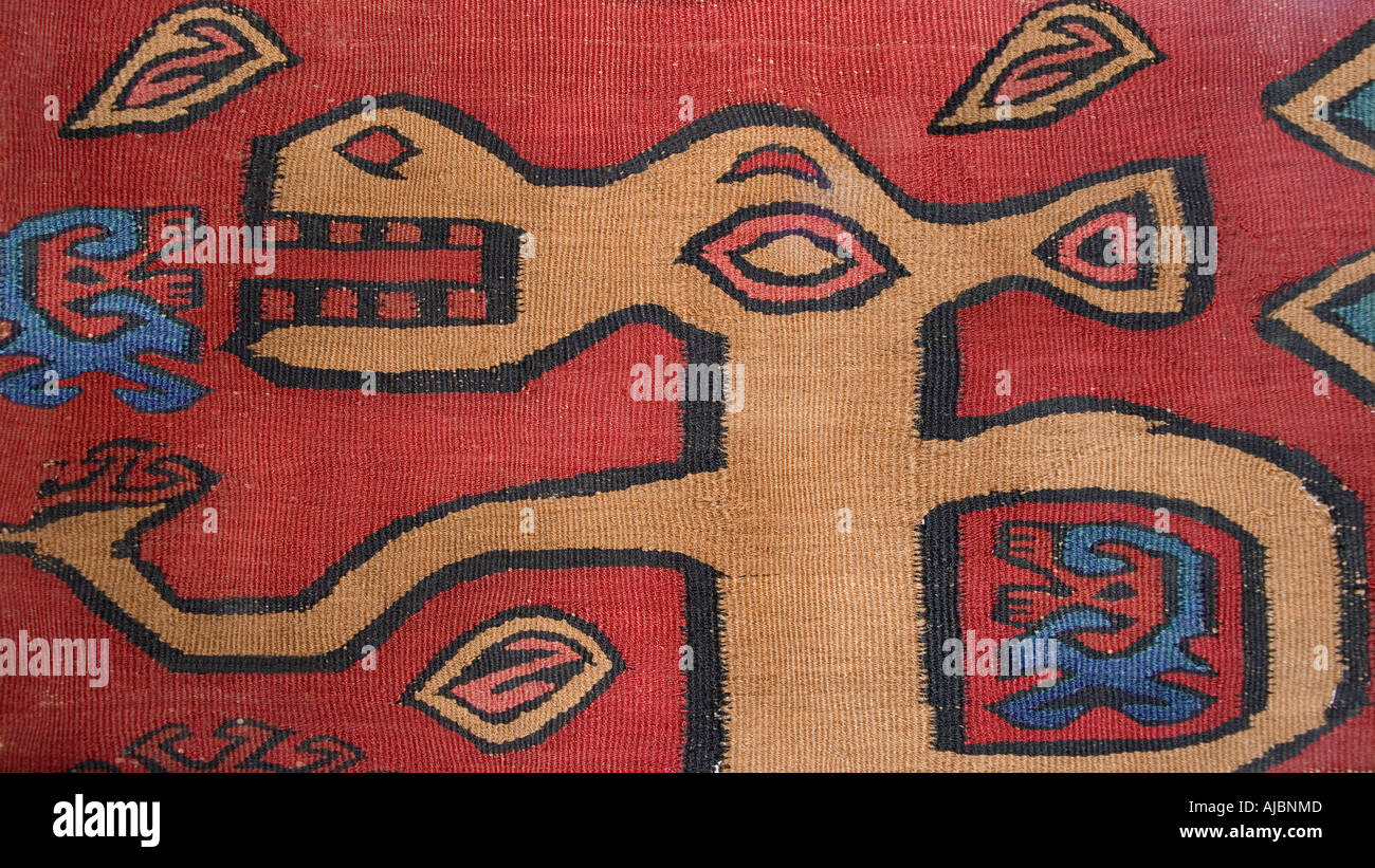 Ancient preColumbian tapestry fragment from Peru Zoomorphic motif South ...