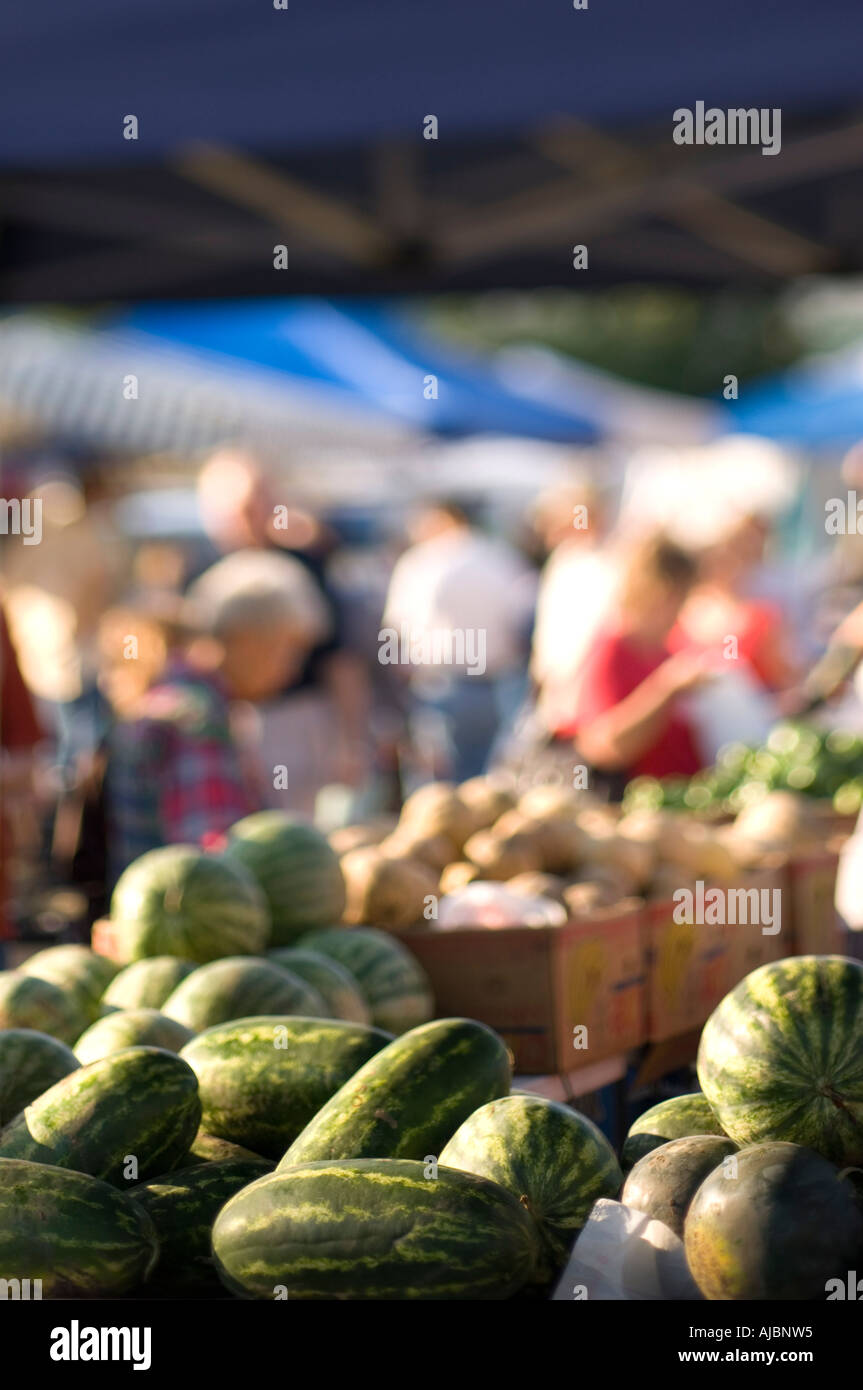 Watermelon at the Farmers Market Stock Photo - Alamy