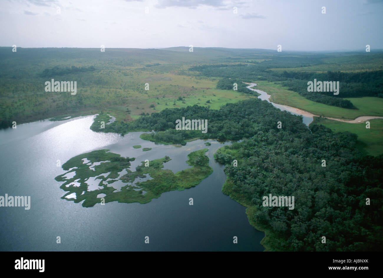 An Aerial View of a Delta at Bateke National Park Stock Photo - Alamy