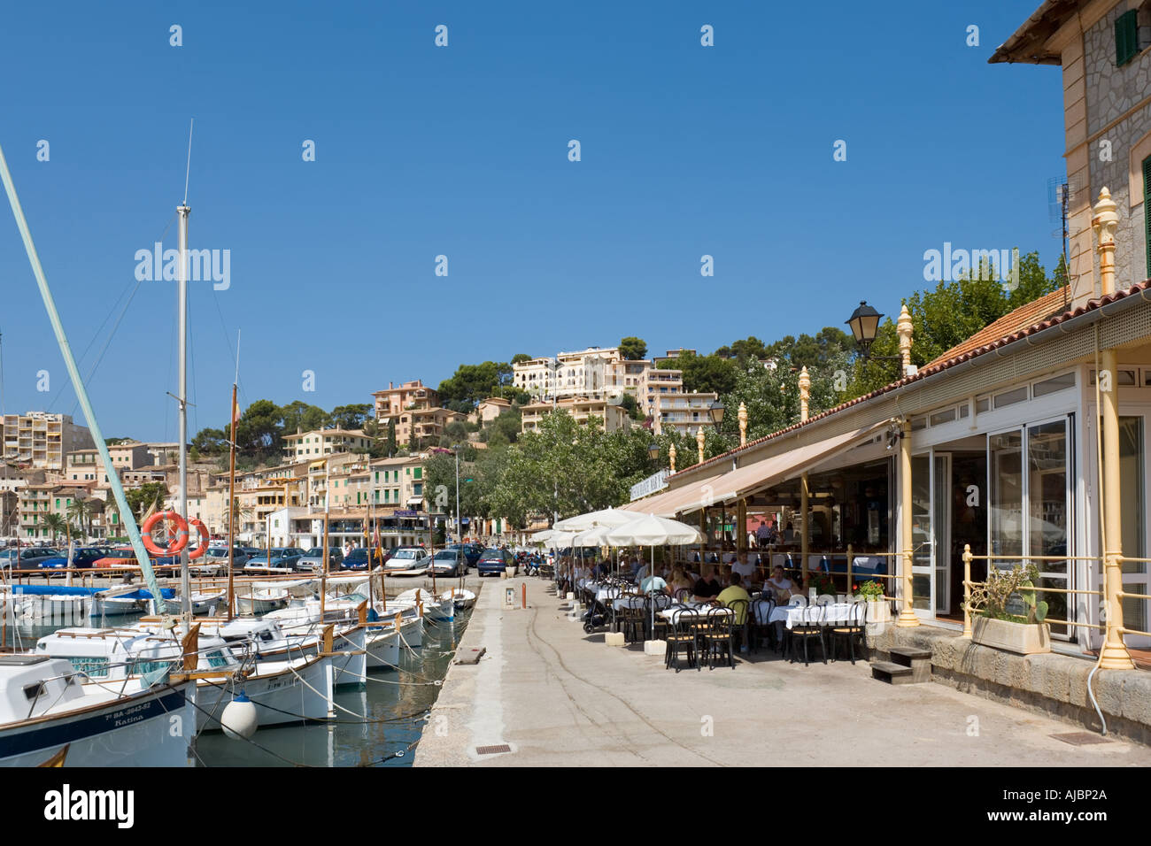 Restaurant on the harbourfront, Port de Soller (Puerto Soller), West ...