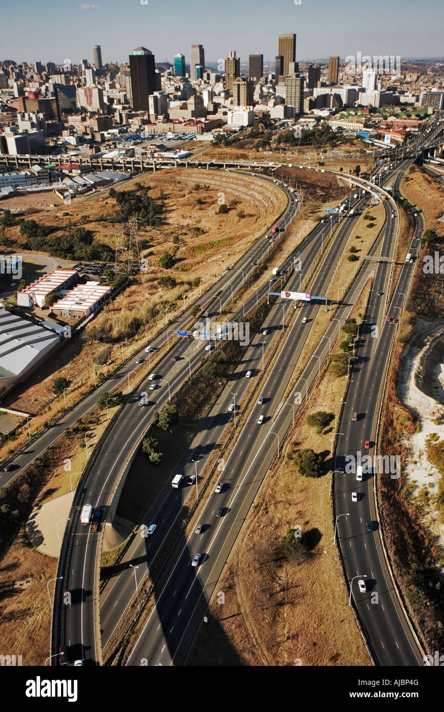 Aerial View of the R41 Highway into Johannesburg City Centre Stock ...