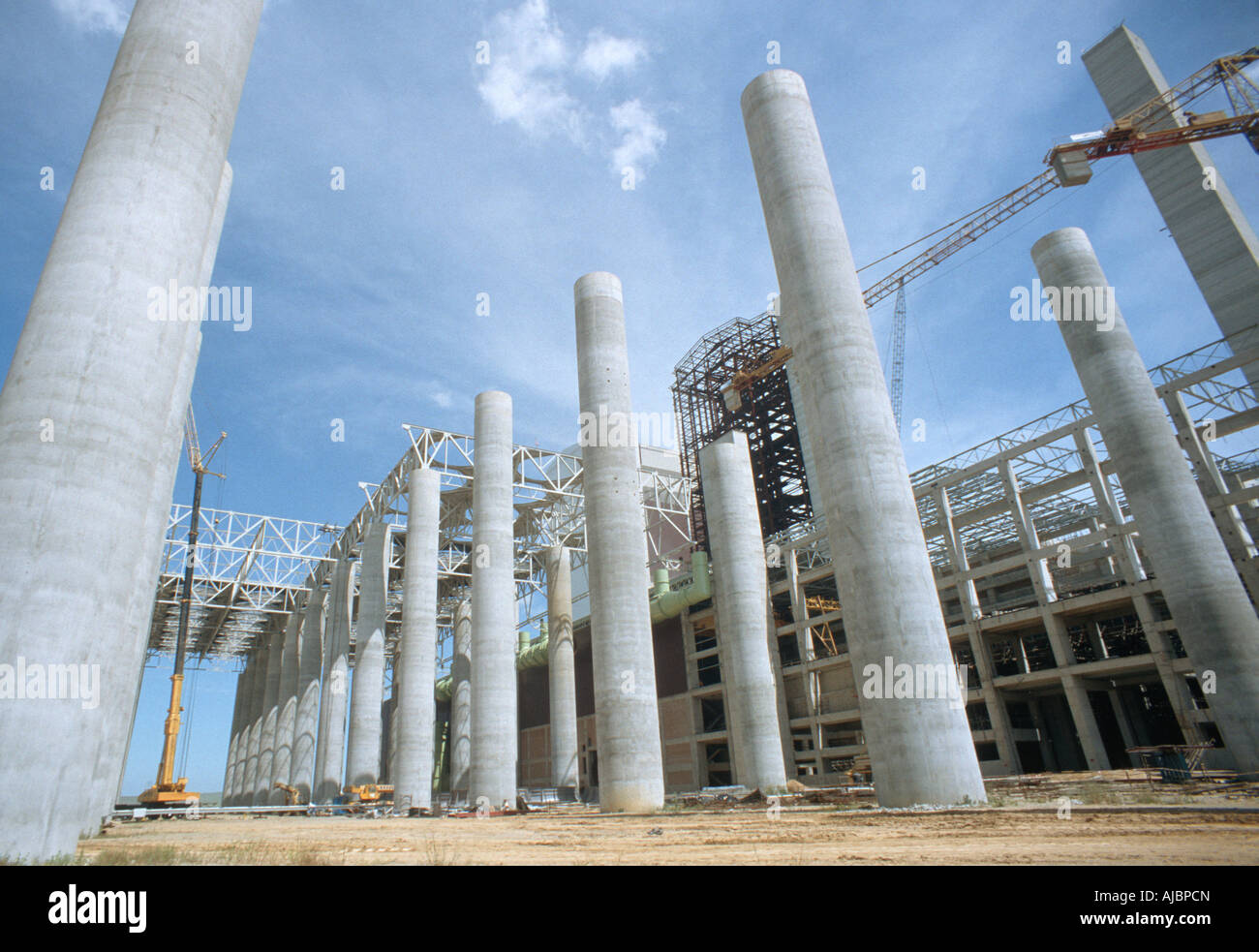 View of Building Site With Large Pillars Stock Photo - Alamy