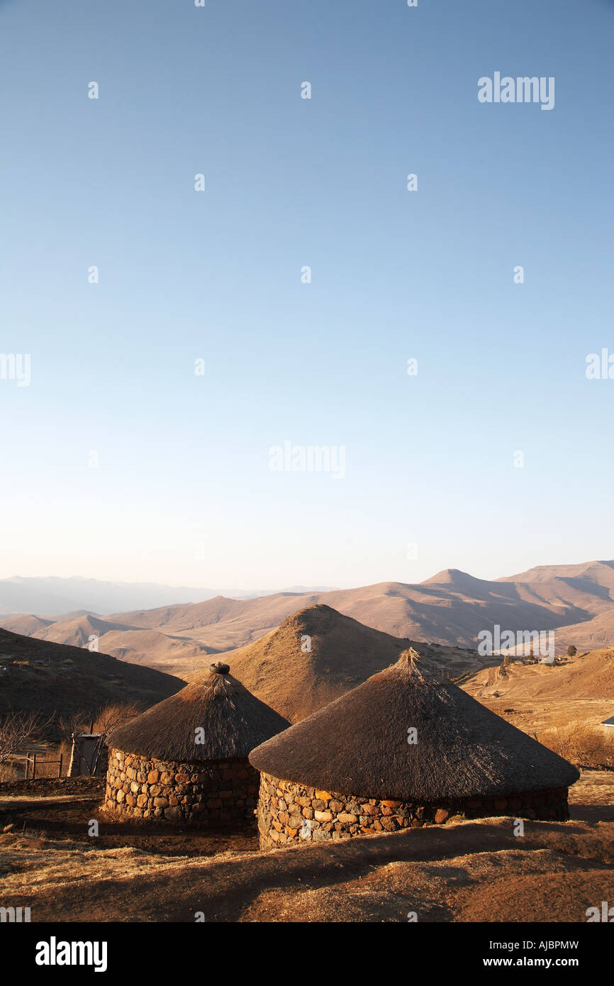Round Huts on Hillside of Local Village Stock Photo - Alamy
