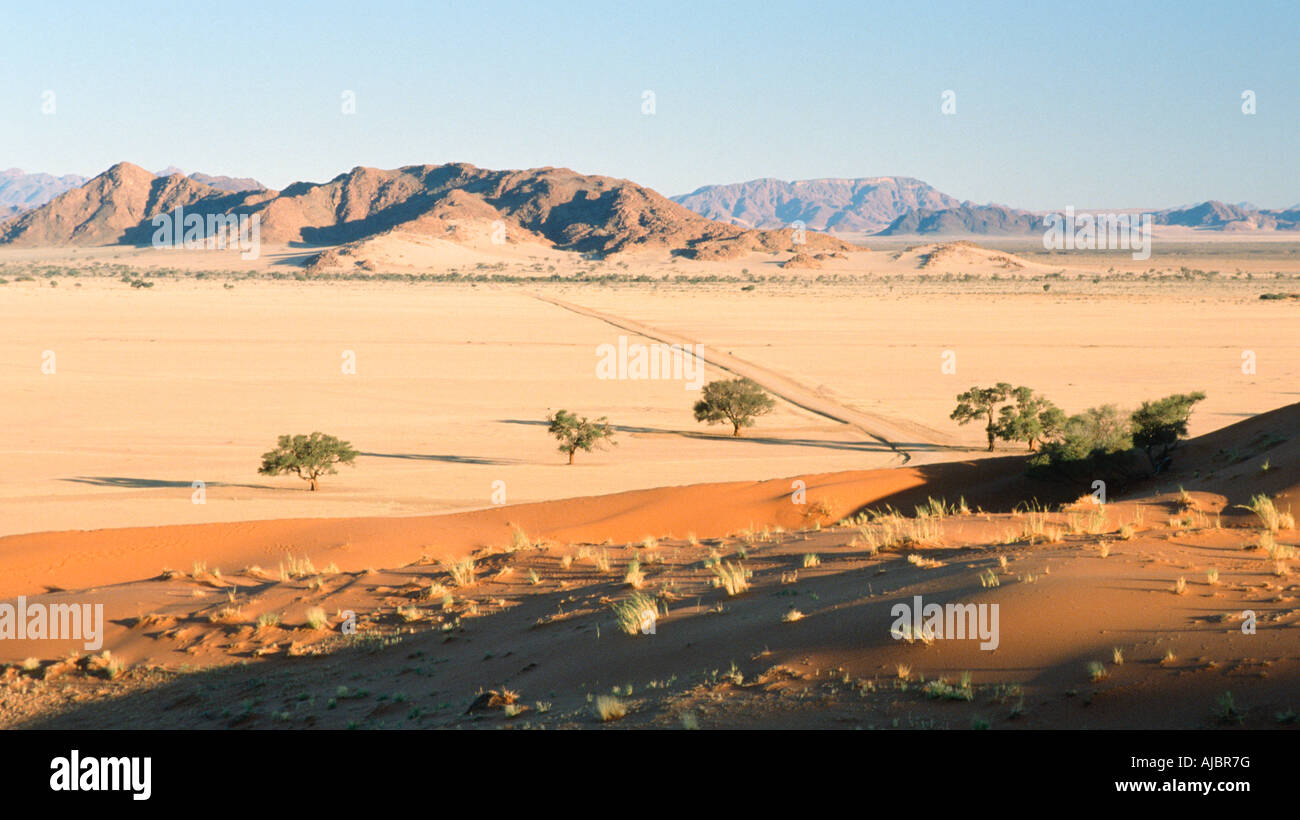 View Of Arid Sandy Lanscape with Mountains in Background Stock Photo ...