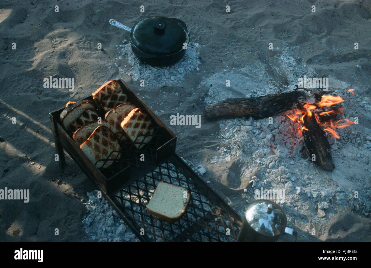 High Angled View of an Authentic Camp Fire Stock Photo - Alamy