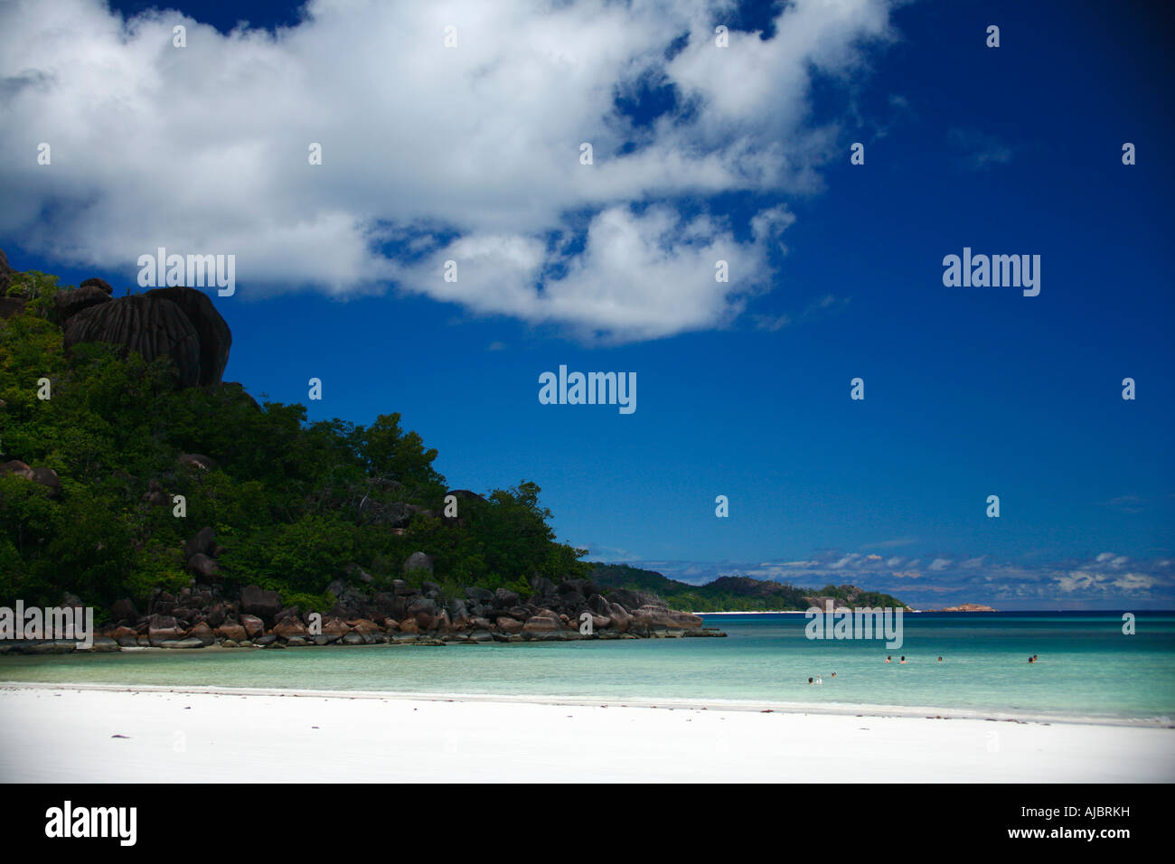 Bathers Swimming in the Ocean Shallows Stock Photo - Alamy