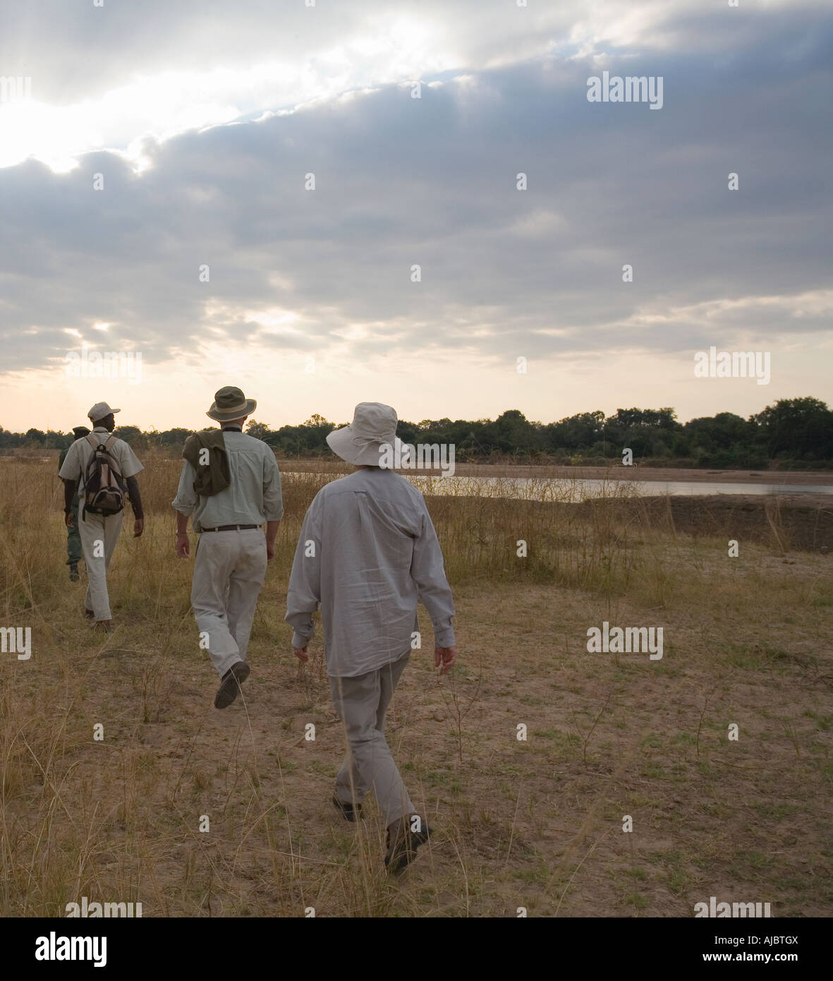 Tourists on a Guided Safari Game Walk - Rear View Stock Photo - Alamy