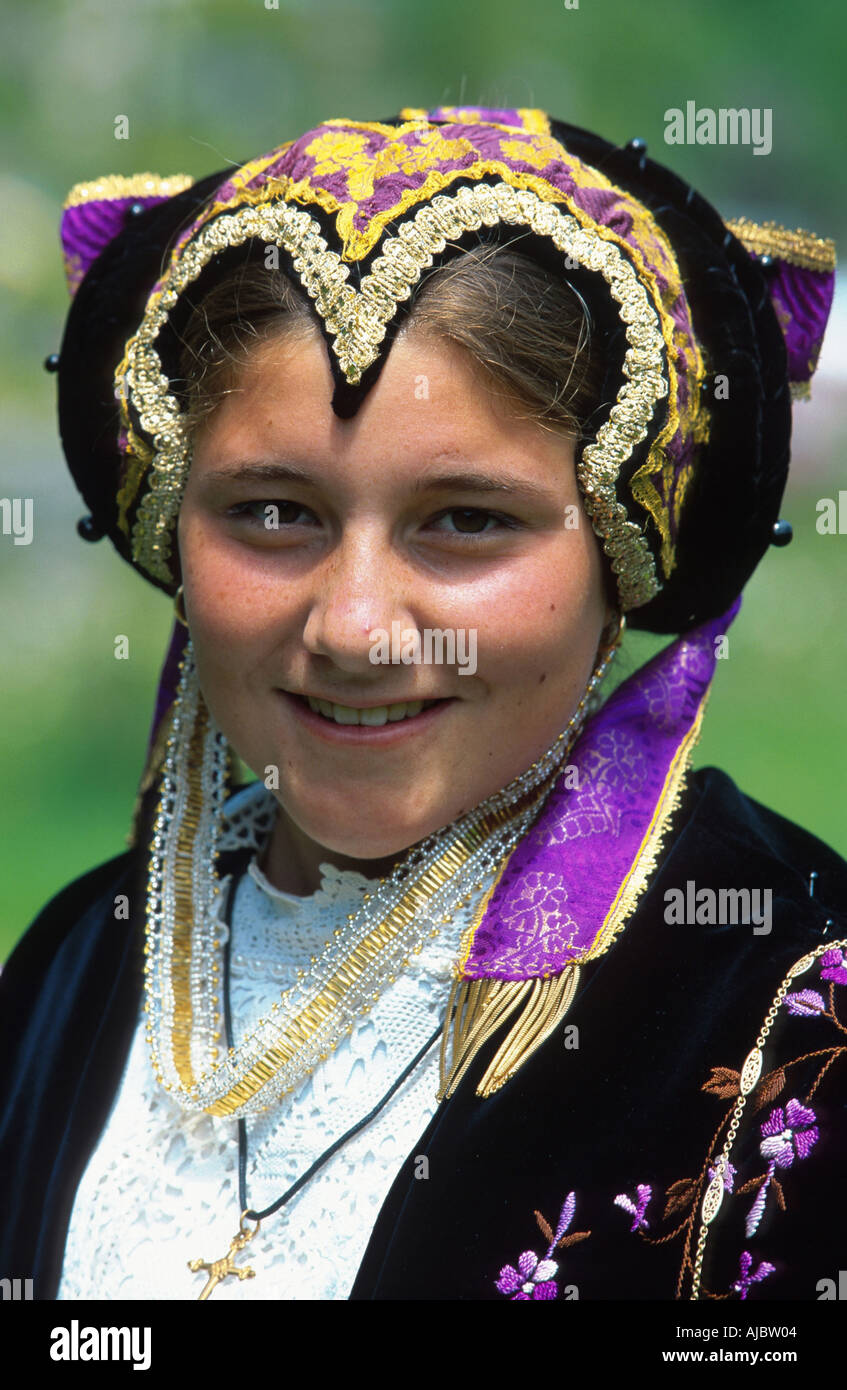 smiling girl dressed in traditional costume Stock Photo - Alamy