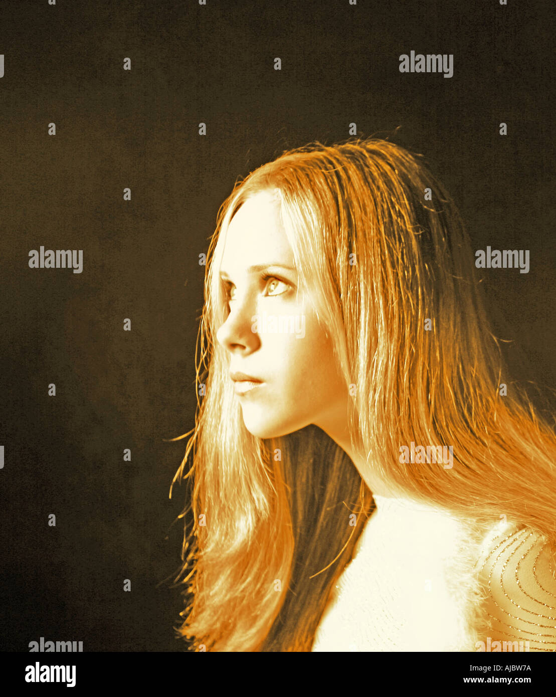 Beautiful Girl Gazing Upwards Towards Heaven with Inspirational ...