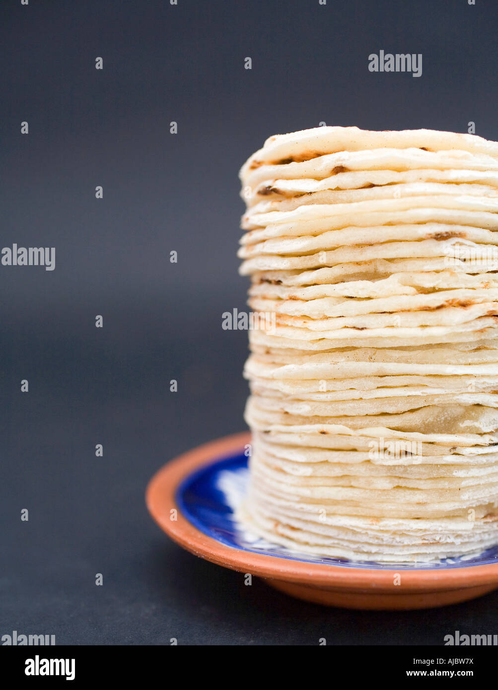A Ceramic Plate with Pile of Rotis Stock Photo - Alamy