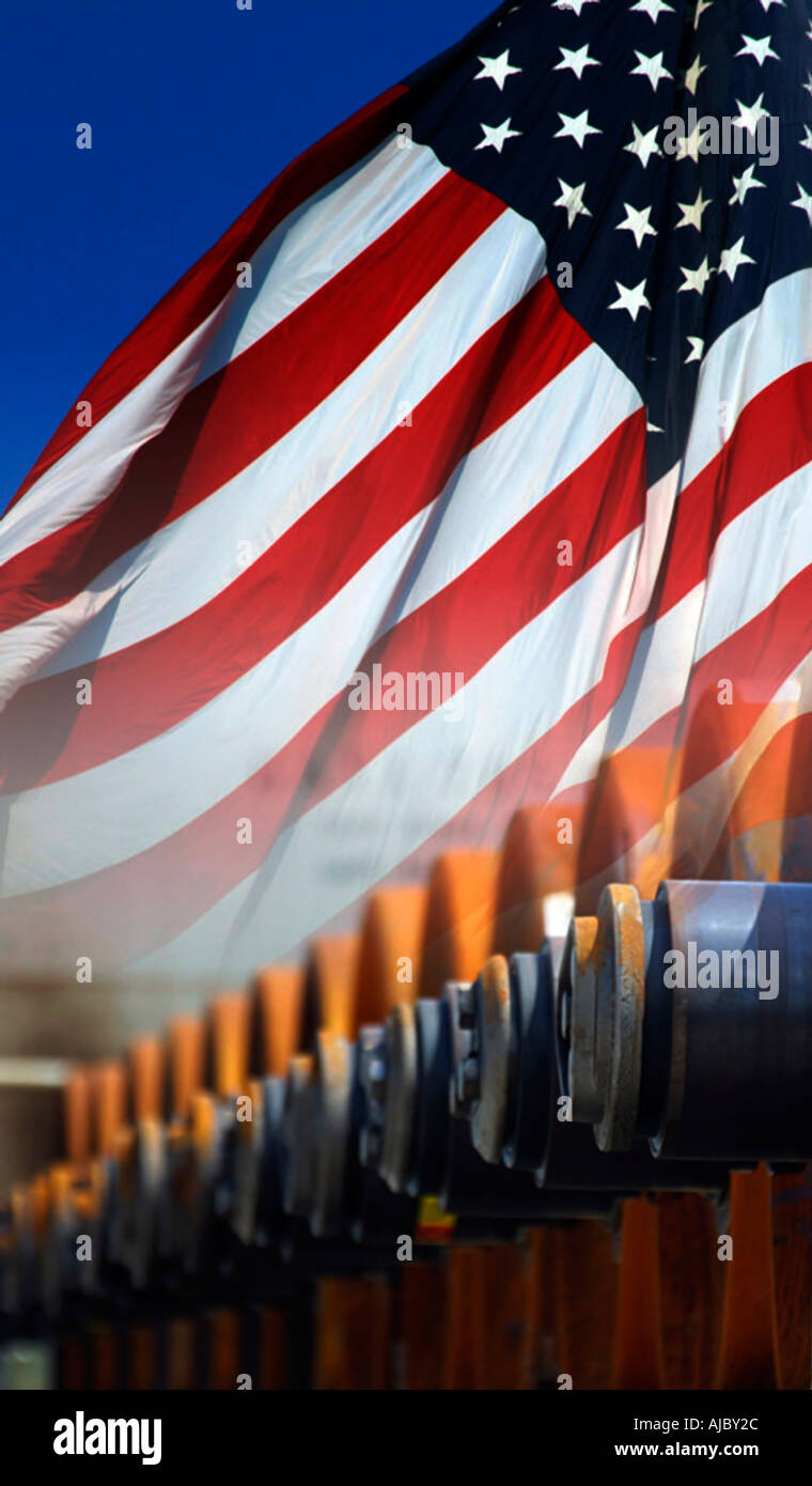 Flag and Railroad Trains Wheels Stock Photo - Alamy