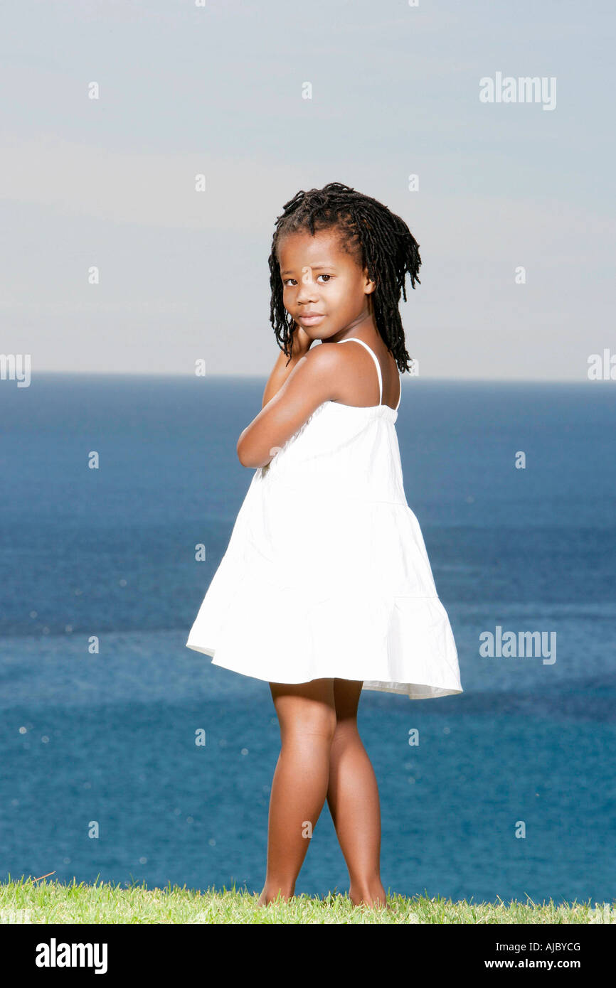 Portrait of a Young African Girl Looking Back Stock Photo - Alamy