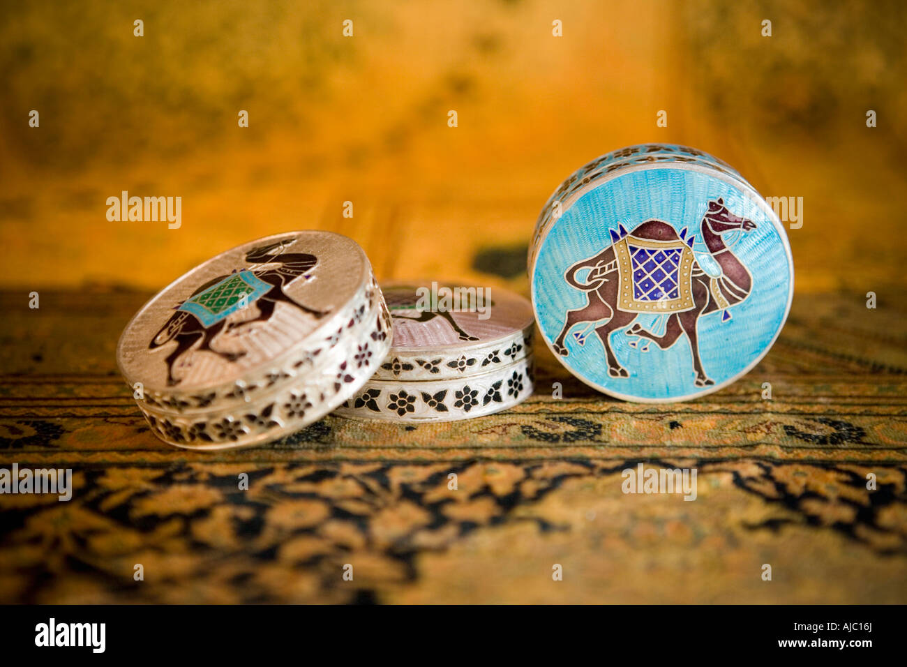 Small Handcrafted Silver Boxes Stock Photo - Alamy