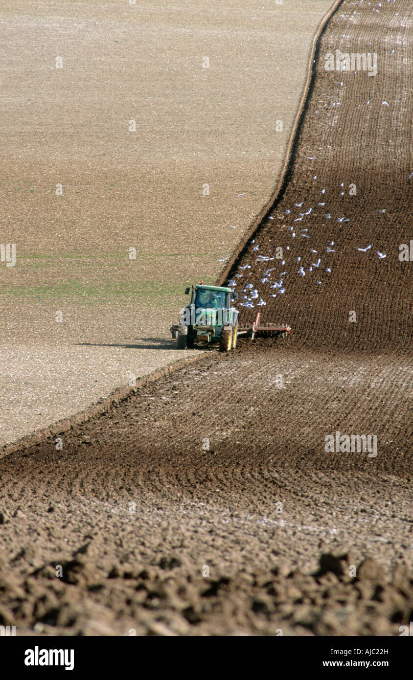 Farmer Ploughing His Spring Crops Stock Photo - Alamy