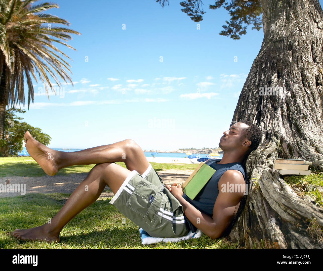 African man sleeping against tree hi-res stock photography and images ...