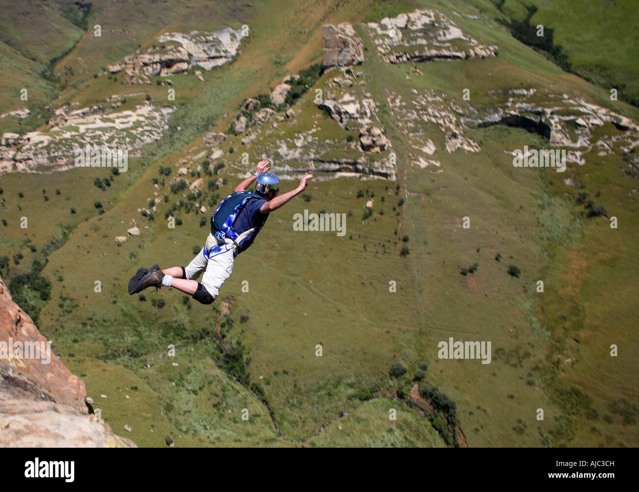 Base Jumper in Mid Air Stock Photo - Alamy