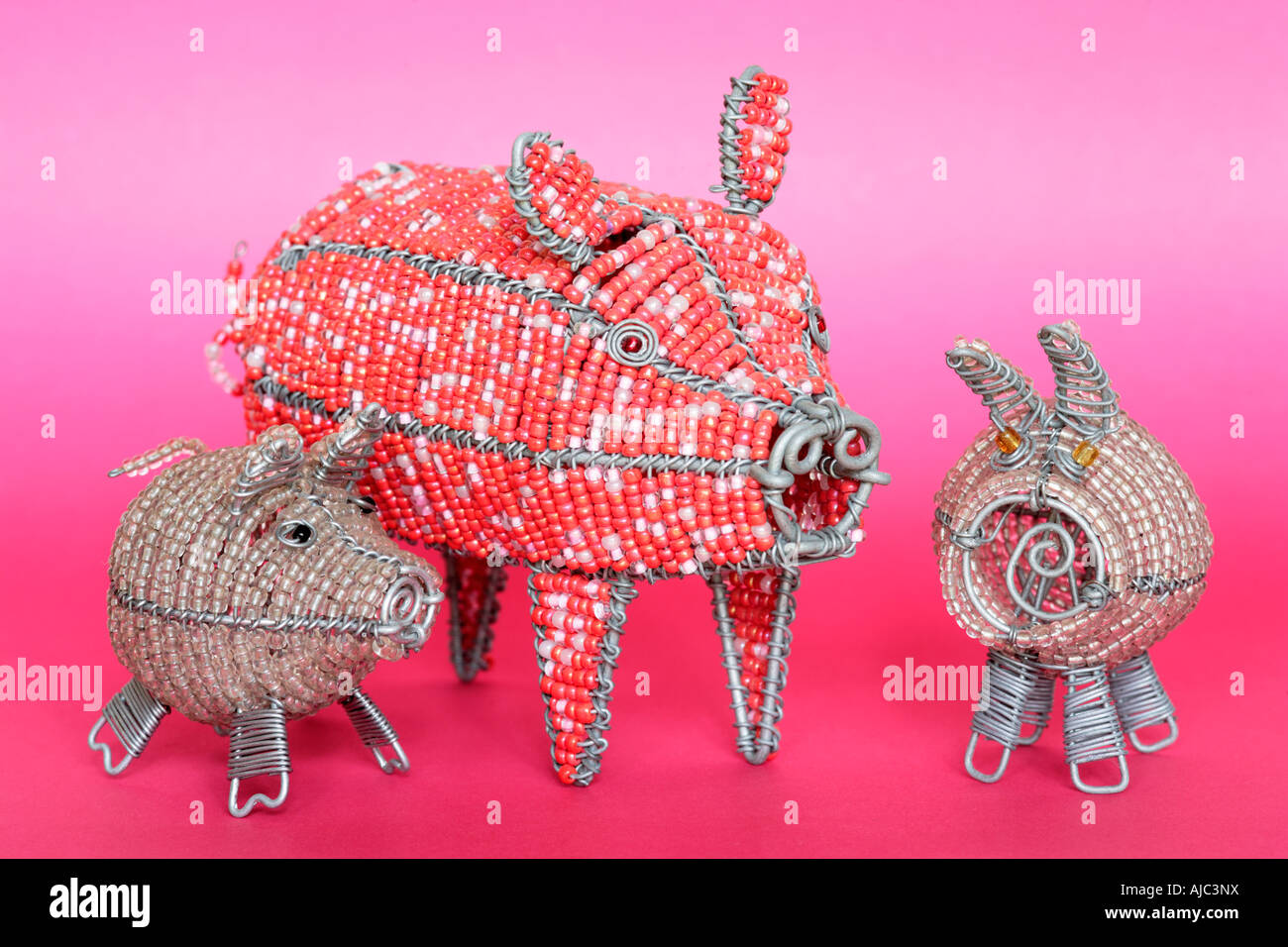 Beaded Wire Pigs South African Curios Stock Photo - Alamy