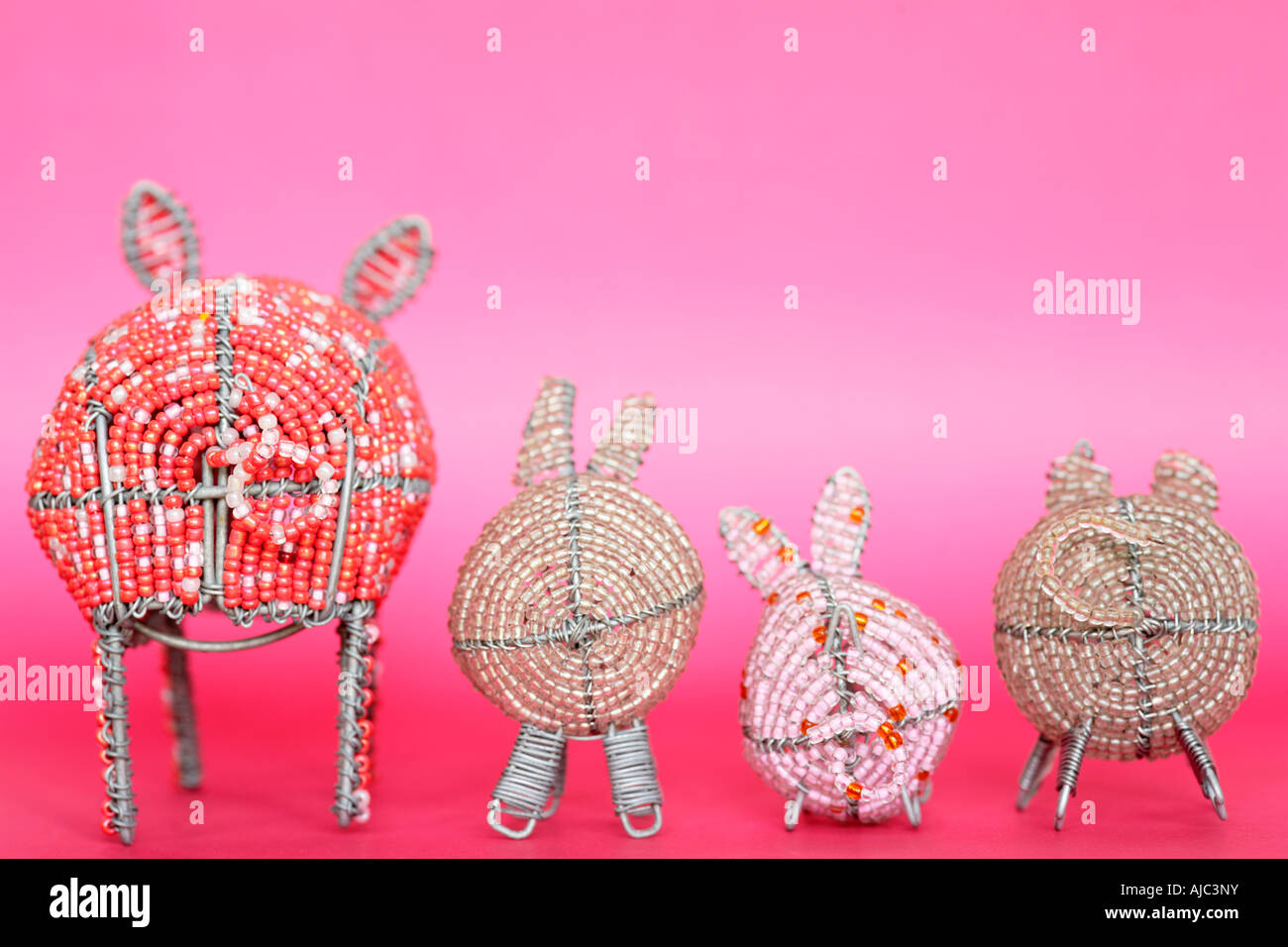 Beaded Wire Pigs South African Curios Stock Photo - Alamy