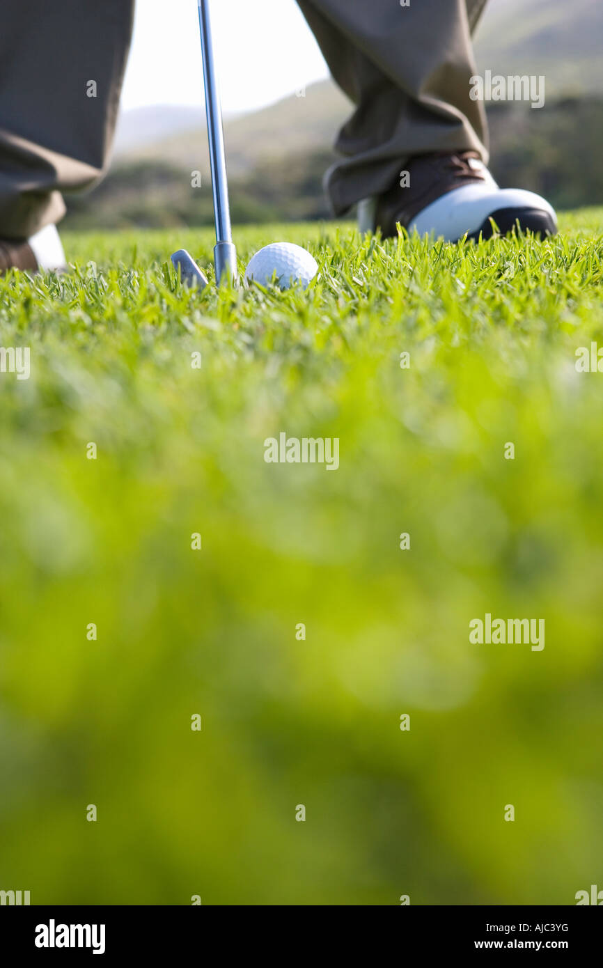 Close Up of Man Adressing Golf Ball Stock Photo - Alamy