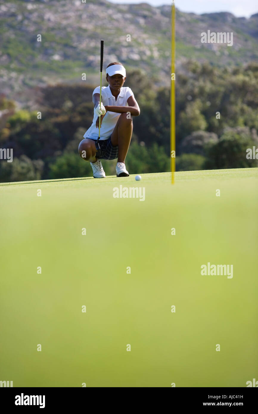 Green putting lining up putt hi-res stock photography and images - Alamy