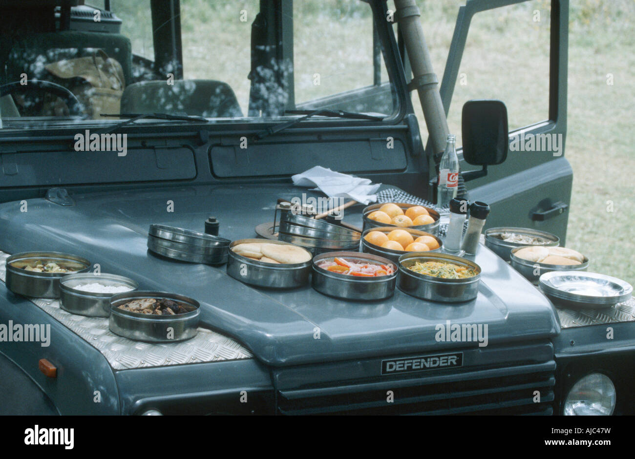 Assortment of Foods on Car Bonnet Stock Photo - Alamy
