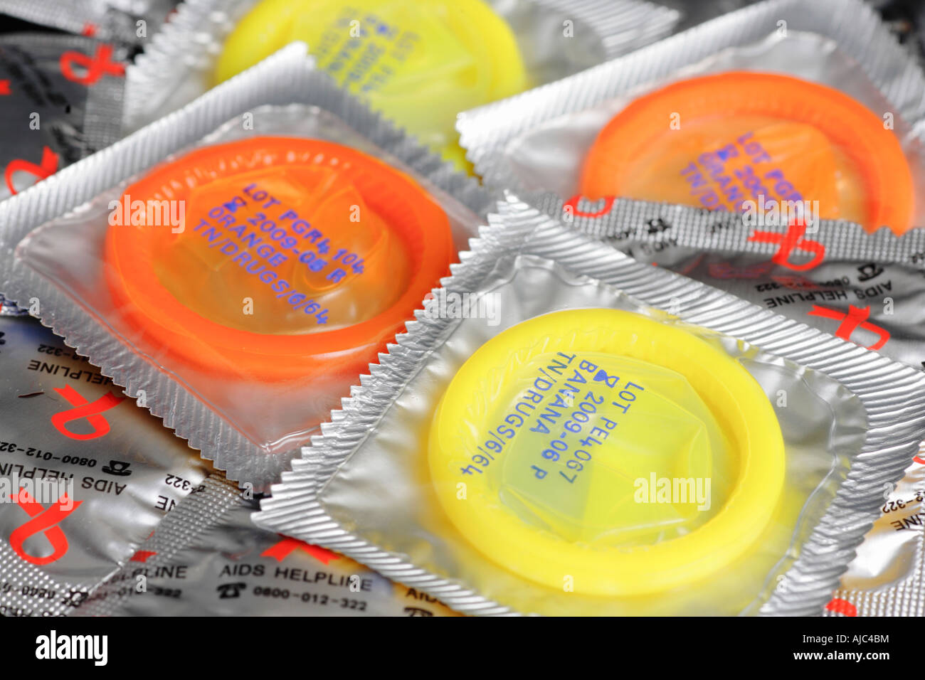 Close-up of Multi-coloured Condoms Stock Photo - Alamy