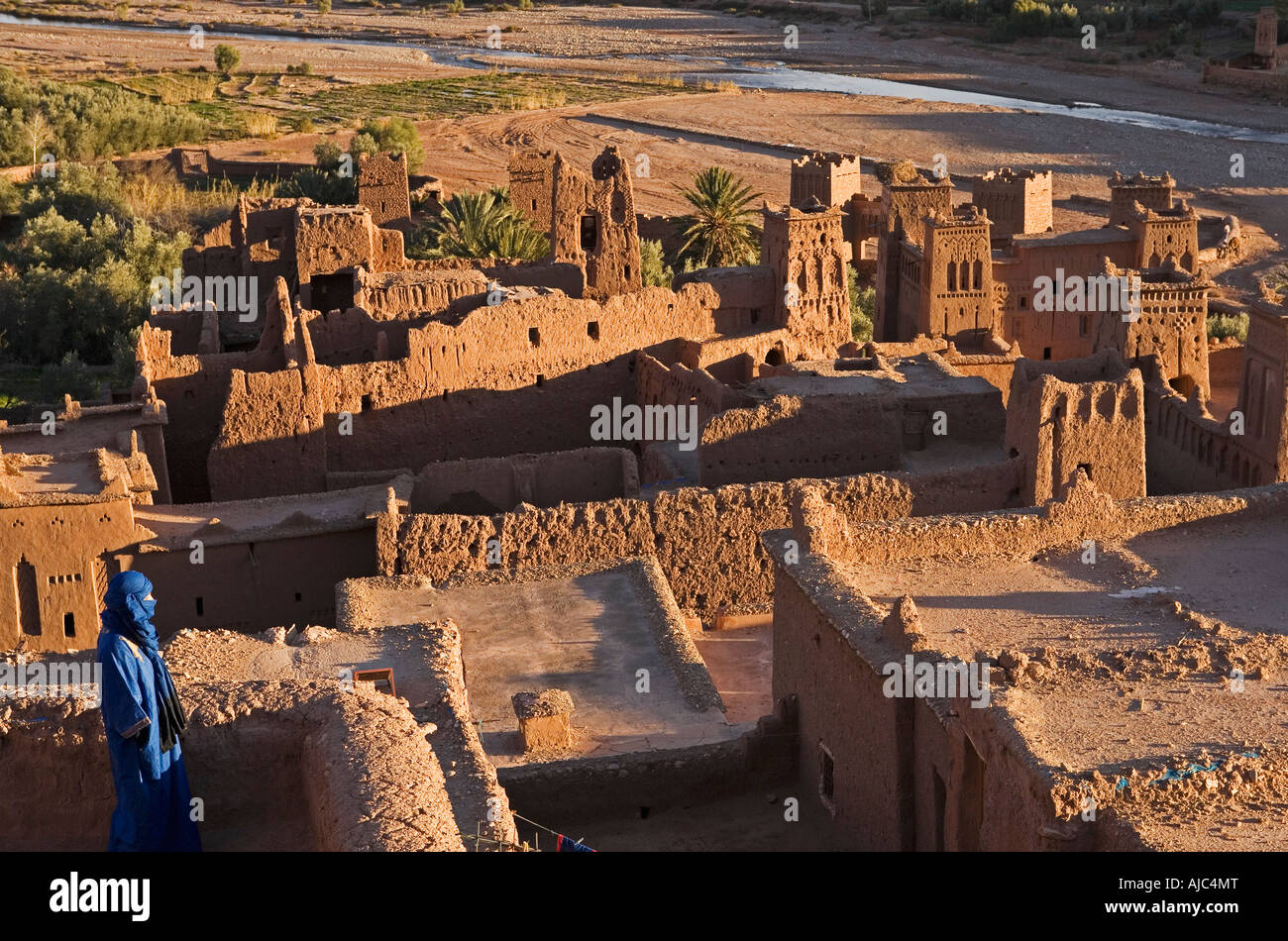 Berber Man Standing on Roof of Kasbah Stock Photo - Alamy