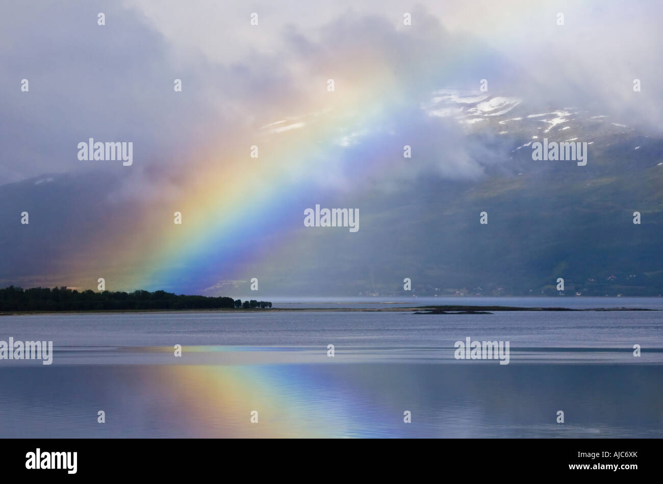 rainbow in Tromsoe, Norway, Kvaloeya Stock Photo - Alamy