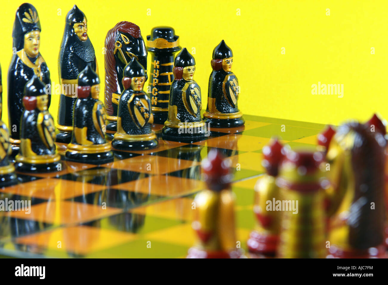 board games leisure concepts chess in yellow Stock Photo - Alamy