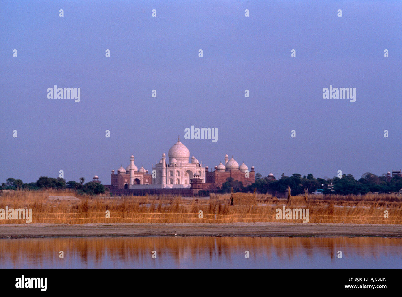 Agra India Yamuna River Taj Mahal In Background Stock Photo - Alamy
