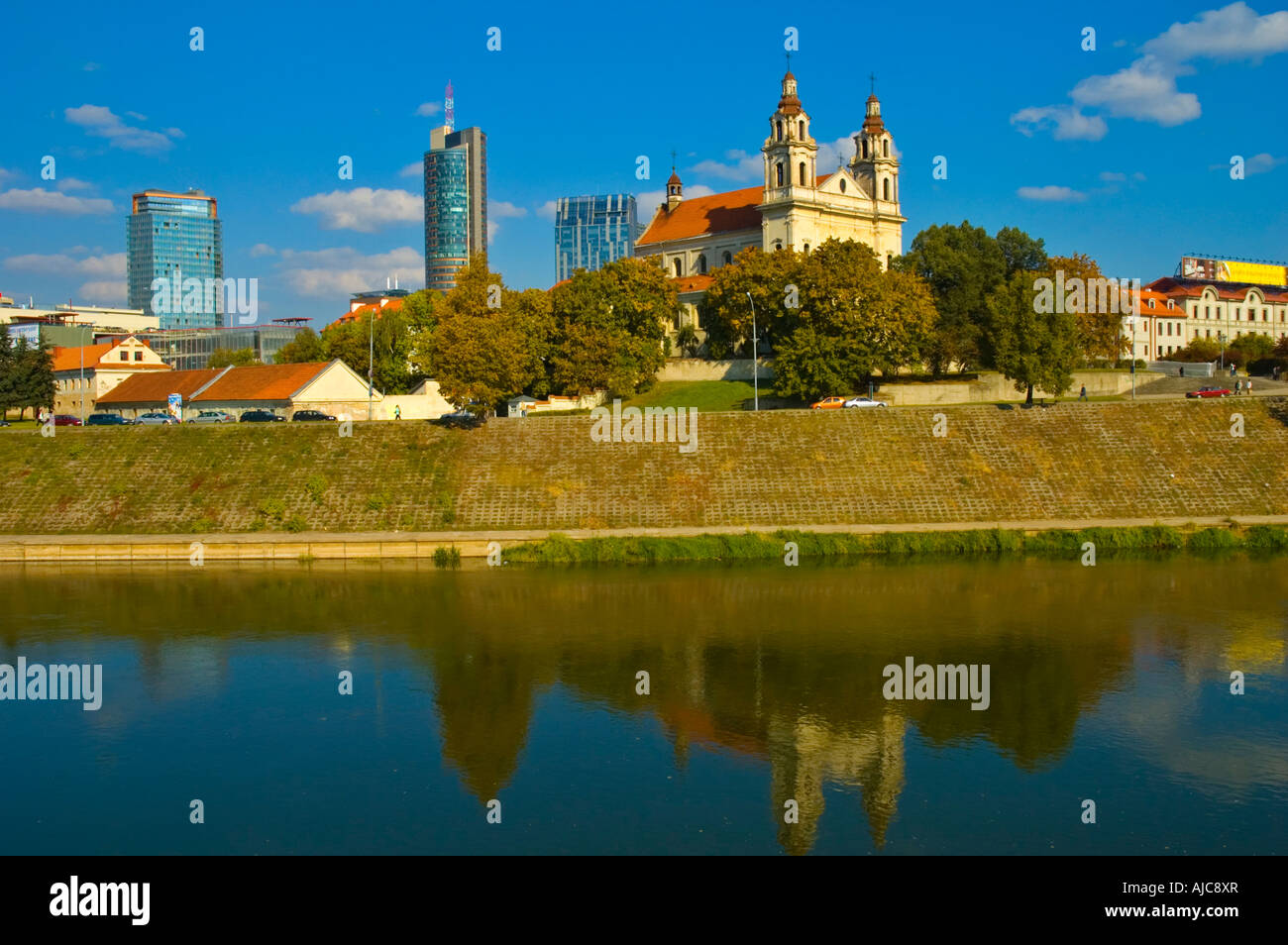 River Neris church business district Vilnius Lithuania Stock Photo - Alamy
