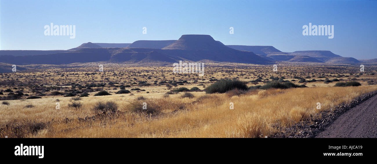 Panoramic landscape gravel roads Palmwag to Sesfontein Extinct ...