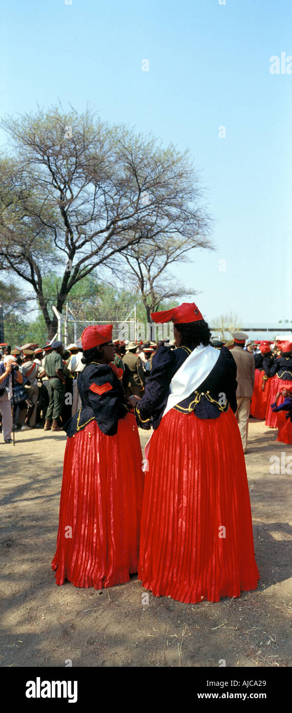 Herero women wearing traditional dress in procession for the Ma Herero ...