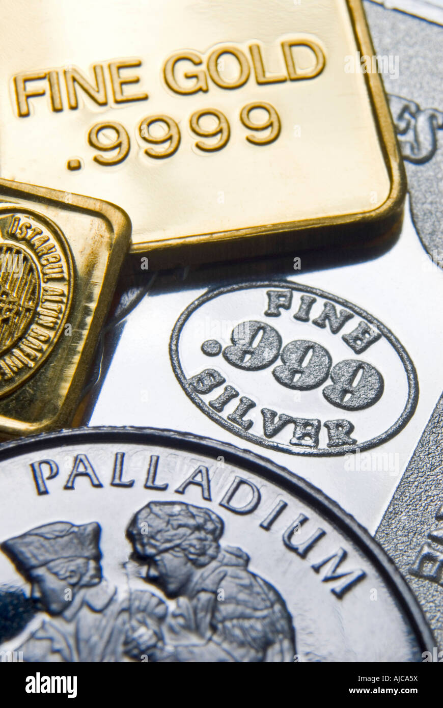 Gold Silver and Palladium bullion Stock Photo - Alamy