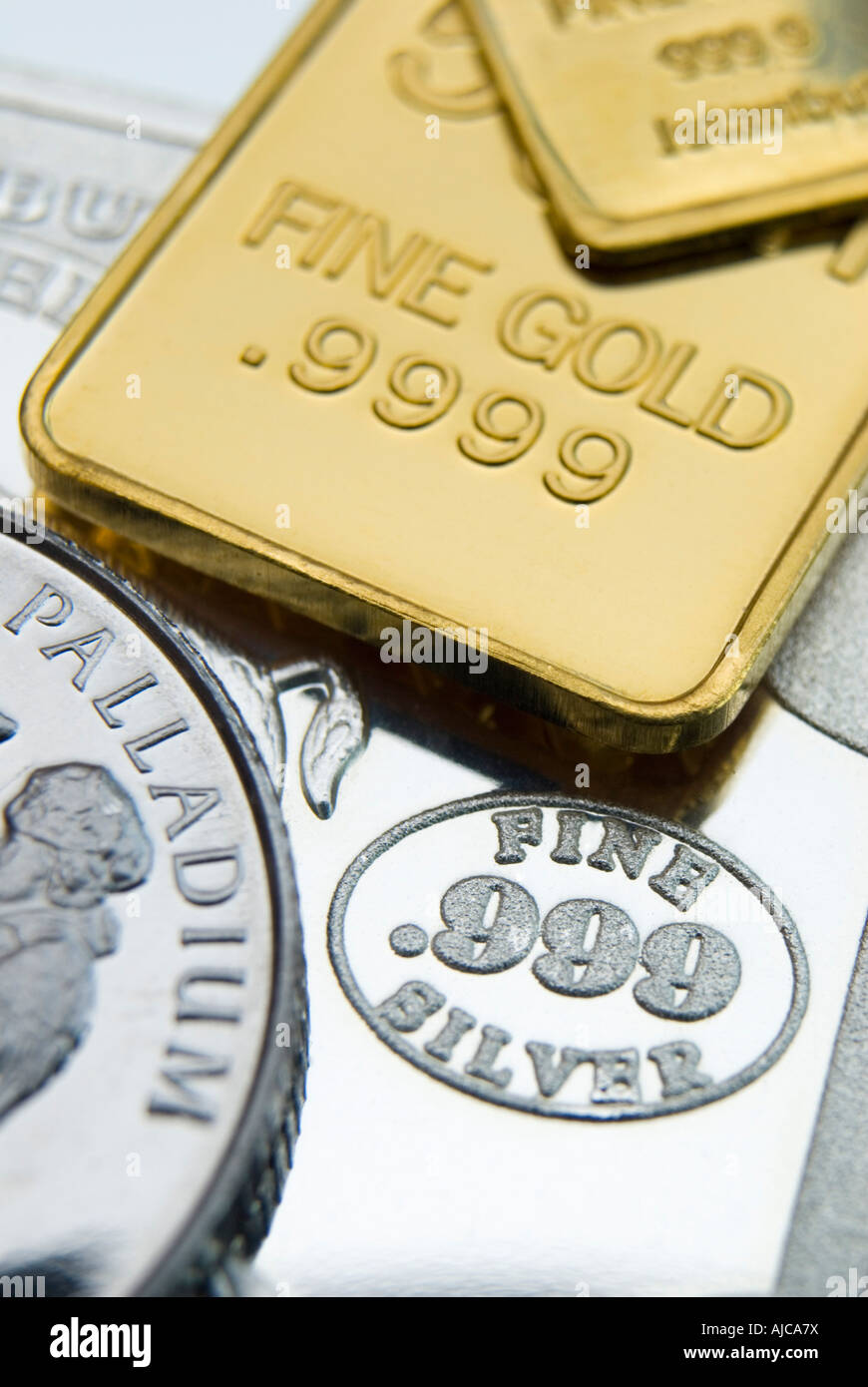 Gold Silver and Palladium bullion Stock Photo - Alamy