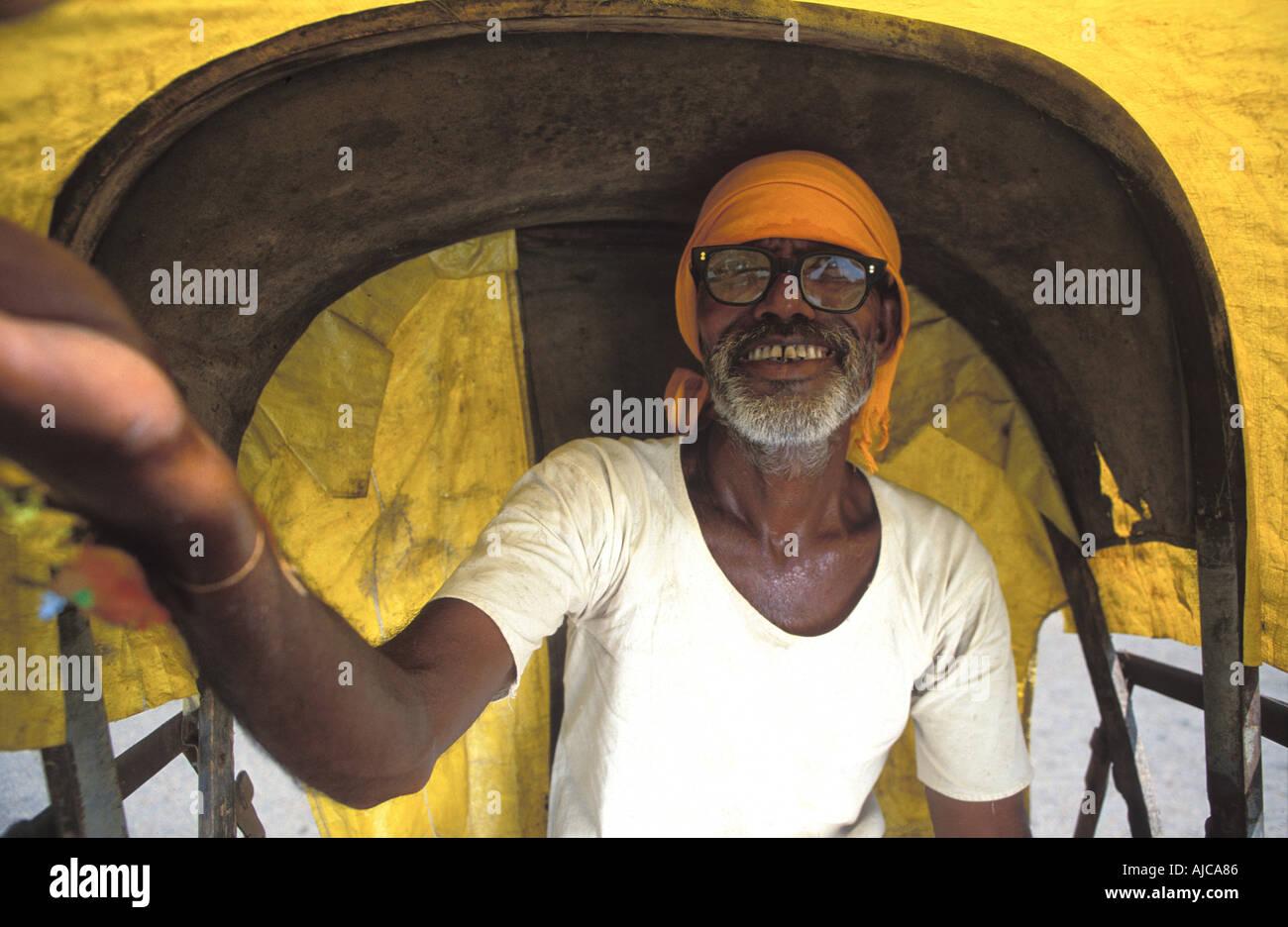 Happy rickshaw driver, portrait hi-res stock photography and images - Alamy